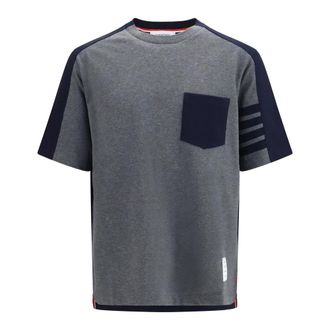 Thom Browne Colorblock T-Shirt mit 4-Bar-Detail - - Tops - Herren - Grau - S