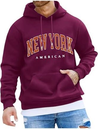 Generic Sweat a Capuche Homme Sweatshirt Hooded Sweatshirt &agrave; Capuche Homme, Pullover &agrave; Manches Longues avec Imprim&eacute; Ville, Casual et Textur&eacute;
