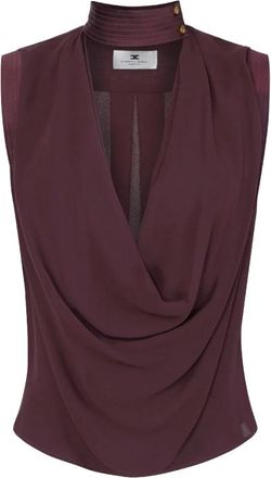Elisabetta Franchi Femme, Tops, Brun, Taille: 38 FR Top en georgette de viscose