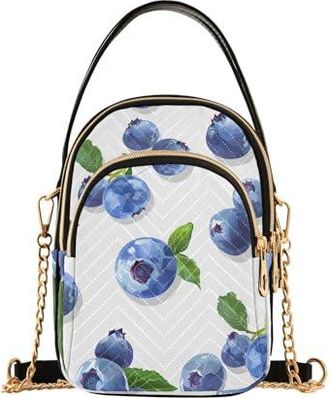 Mnsruu Sac à bandoulière pour femme avec motif myrtille bleue, sac à main, petit sac à bandoulière avec sangle réglable