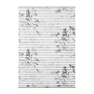 Gardinia Plissee Bella, Bl&auml;tter-Druck, Blickdichtes und lichtdurchl&auml;ssiges Faltplissee, Alle Montage-Teile inklusive, Verspannt mit Zwei Bedienschienen, Wei&szlig;, 