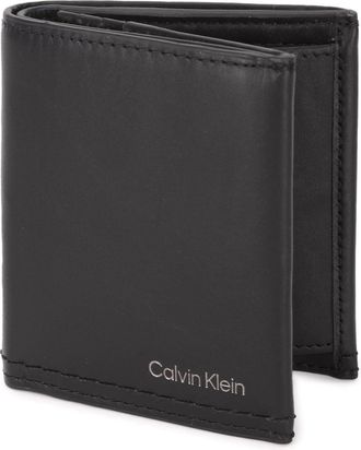 Calvin Klein Duo Stitch Trifold 6CC W/Coin CK Black