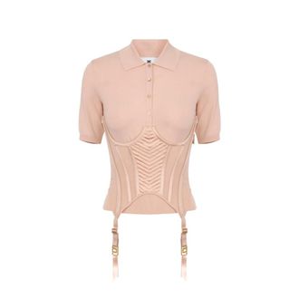 Elisabetta Franchi Strick-Polohemd im Bustier-Stil - - Knitwear - Damen - Rosa - L