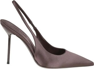 PARIS TEXAS Hohe Schuhe - Satin-Finish Brown Pointed Toe Stiletto Pumps - Gr. 36,5 (EU) - in Grau - f&uuml;r Damen