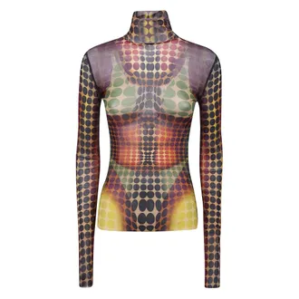 Jean Paul Gaultier Femme, Tops, Multicolore, Taille: 36 FR Re-Edition : Haut &agrave; col montant et manches longues