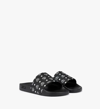 MCM Slides mit Monogramm-Print BLACK RUBBER