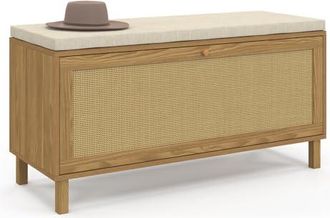 IDMarket Banc dentr&eacute;e Chaussures Vintage HANAE Effet Naturel cannage