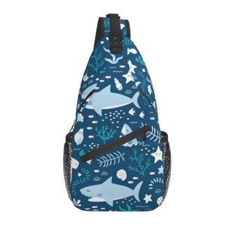 AOOEDM Niedliche Cartoon Haie Muster Kreuz Brusttasche Diagonal Sling Rucksack Crossbody Umhängetasche Reisen Wandern Tagesrucksäcke für Männer Frauen