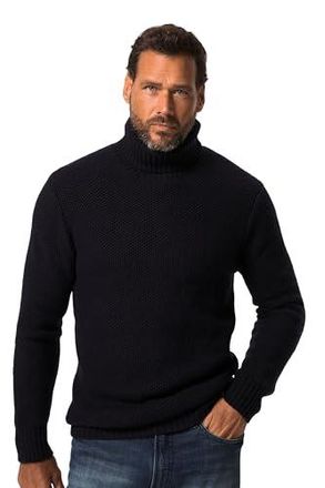 JP1880 Vêtements pour Hommes, Big & Tall Plus Size L-8XL Pull à col roulé en Tricot texturé 820774, Bleu Marine, 7XL Grande Taille