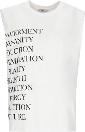 Elisabetta Franchi Femme, Tops, Blanc, Taille: 38 FR T-shirt en jersey avec imprim&eacute; de lettres