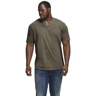 Jack & Jones Herren Basic T-Shirt V-Ausschnitt Kurzarm Jersey Baumwolle Shirt mit Knöpfen JJESPLIT, Farben:Grün, Größe:XXL