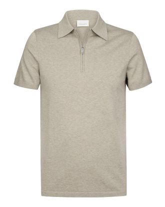 Profuomo Strick-Poloshirt mit Lyocell, Seide und Rei&szlig;verschlusskragen in
