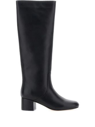 Twin-Set Stiefel - Knee-High Calf Leather Ankle Boots With Silhouette - Gr. 40 (EU) - in Schwarz - f&uuml;r Damen