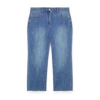 Fiorella Rubino Cropped Jeans mit Strass-Applikationen - - Jeans - Damen - Blau - XL