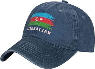 Generic Casquette De Baseball Denim &Agrave; Motif Drapeau Azerba&iuml;djanais L&eacute;ger Casquette Trucker Unisexe Ext&eacute;rieur Sunhat pour Jogging Course Sports