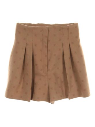 Fendi jupe-culotte monogrammée en cachemire mélangé (années 2010) - Marron