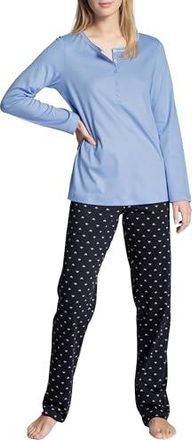CALIDA Night Lovers Pyjama Long Femme, 100% Coton Supima, avec Ceinture élastique recouverte de Tissu