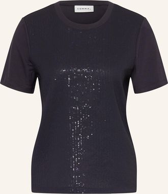 Comma Comma T-Shirt Mit Pailletten blau