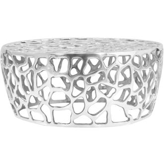 vidaXL Vidaxl - Table basse fixe en aluminium moul&eacute; argent&eacute; 70x30 cm - Design creux - Surface polie - Aucun assemblage requis