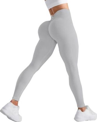 Generic Legging de sport pour femme - Legging de yoga pour femme - Taille haute - Pantalon dentra&icirc;nement push-up &agrave; s&eacute;chage rapide - Couleur unie - Pantalon de