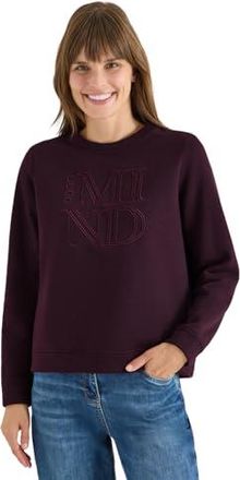 Cecil 3015659 Sweat-Shirt avec Broderie, Rouge (Eggplant Red), M Femme