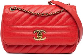 Chanel Hobo Bags - Small Diagonal Quilted Goatskin Flap - Gr. unisize - in Rot - f&uuml;r Damen
