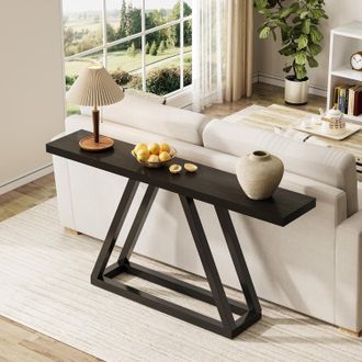 Tribesigns Konsolentisch, 160 cm schmaler Sofatisch hinter der Couch, moderner Eingangstisch aus Holz, industrieller Flur-Foyertisch f&uuml;r Wohnzimmer, Eingang, Sch