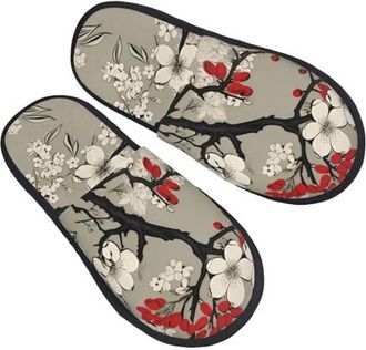 Generic Pantoufle Maison Fleur De Prunier, Cerisier Du Japon Chaussons Maison Doux Hiver Chaussures Chaudes Antid&eacute;rapantes Chaudes Pantoufles Pour Chambre Cam