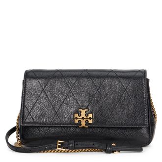 Tory Burch Womens Shoulder Bag Charlie Black Leather Calfskin