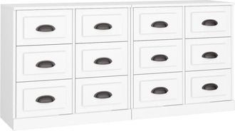 vidaXL Buffets 2 pcs blanc bois ding&eacute;nierie Vidaxl