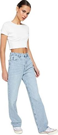 Trendyol Herren Hoher Bund Weites Bein der 90er Jeans, Blue, 40 aux Femmes