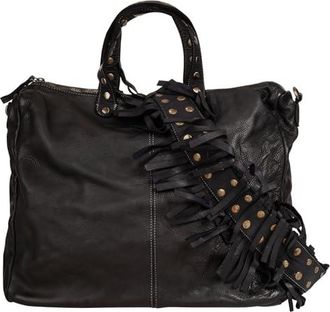 Samantha Look Sac à bandoulière Femme cuir véritable | Made in Italy | Sac à main avec rivets métalliques | Weekender 3en1 avec compartiment pour smartphone 022210