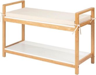 WENKO Meuble à chaussures avec siège en imitation lin finja, couleur naturelle