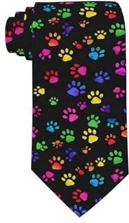 Generic Empreintes De Pattes Colorées Cravatte Décontractée Cravates Hommes Polyvalente Cravates Pour Accessoires Scolaires Affaires