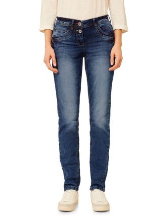 Cecil Damen B375274 Bequeme Jeanshose, Mid Blue Used Wash, 27W / 32L