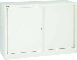 Bisley Schiebetürenschrank ECO, 1 Fachboden, 2 OH, Metall, 696 Verkehrsweiß, 43 x 120 x 83.9 cm