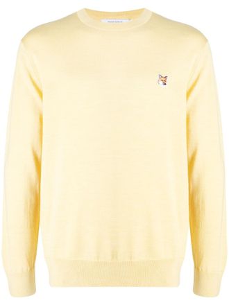 Maison Kitsun&eacute; Strickpullover mit Logo-Stickerei - Gelb