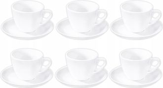 Wilmax England Wilmax - Tassen mit Untertassen - 6er-Set - 110 ml - Kaffeetassen aus Porzellan - Weiß - Geschirrset für 6 Personen - Tassenset für Kaffee, Tee, Desse
