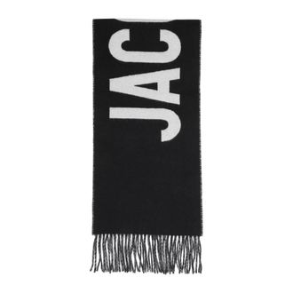 Jacquemus Homme, Accessoires, Noir, Taille: ONE Size &Eacute;charpe en Laine Noire avec Franges