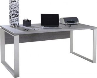 Composad Eleganter und moderner Holzschreibtisch 3D-Effekt mit Stahlf&uuml;&szlig;en und PC-Arbeitsplatz f&uuml;r B&uuml;ro und Schlafzimmer -170 x 80 cm / Zement