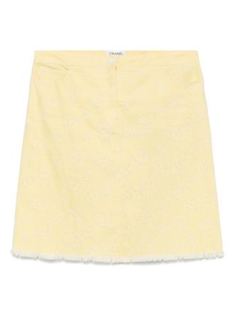 Chanel minijupe à logo CC brodé (années 2006) - Jaune