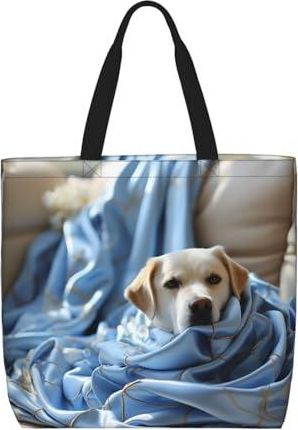 Generic Chien Envelopp&eacute; Dans Une Couverture Sac Courses Pliable Tote Bag Grand Sac Fourre Tout Pour Gym Travail Voyage