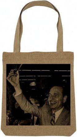 Fabulous Sac Shopping Tote Bag Aspect Lin - Jacques Chirac Swag Vintage President France Ivre - Sac de Courses Toile Epaisse 360g Beige Naturel Cabas Port&eacute; Epa