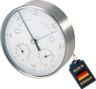 TFA Dostmann Analoge Wetterstation f&uuml;r innen und au&szlig;en, 20.2027.60, mit Barometer, Thermometer, Hygrometer, Edelstahl, deutsches Familienunternehmen, wetterfest