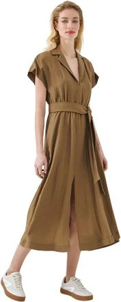 Access Fashion Access Fashion, Femme, Robes, Vert, Taille: 38 FR Mixed Linen Midi Dress