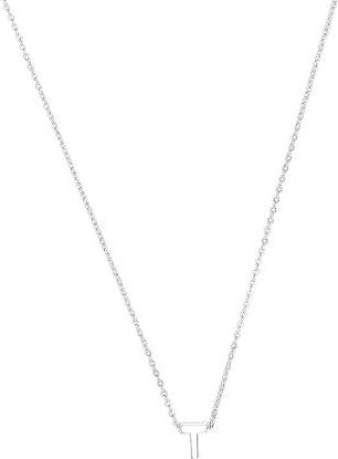 Luxenter Collier Alphabet finition argent - Lettre T, Mediano, M&eacute;tal, Sans pierre pr&eacute;cieuse