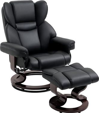 HOMCOM Fauteuil relax avec pouf, fauteuil TV pivotant, fauteuil TV avec fonction chaise longue, fauteuil de relaxation, fauteuil de repos pour salon, chambre