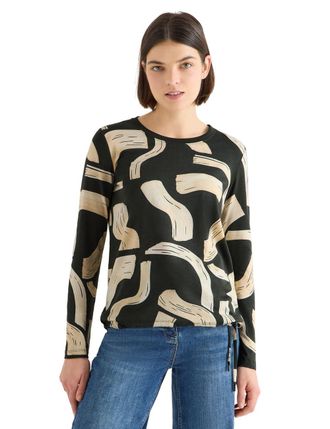 Cecil Gemustertes Shirt raw Khaki XXL