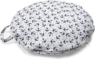 Abakuhaus Anker Rundes Bodenkissen mit Griff, Dunkle Blue Marine, dekoratives Kissen für Wohnzimmer & Schlafsäle, 45 cm, Dunkelblau Hellblau Grau