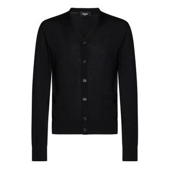 Dsquared2 Homme, Pulls, Noir, Taille: XL Cardigan en laine &agrave; col en V